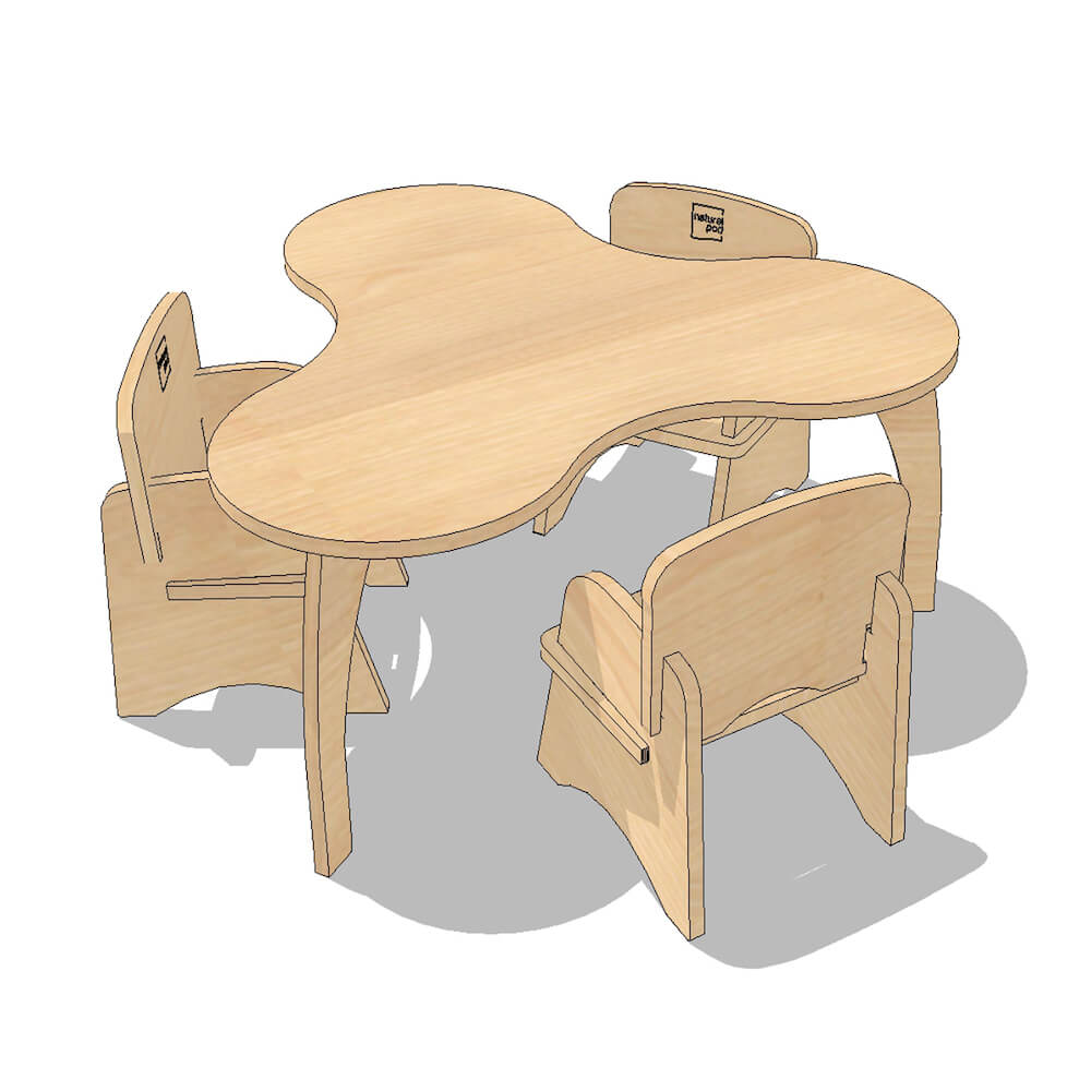 Clover 3 Table with Fixed Tripod Leg in Fusion Maple Side view of ...